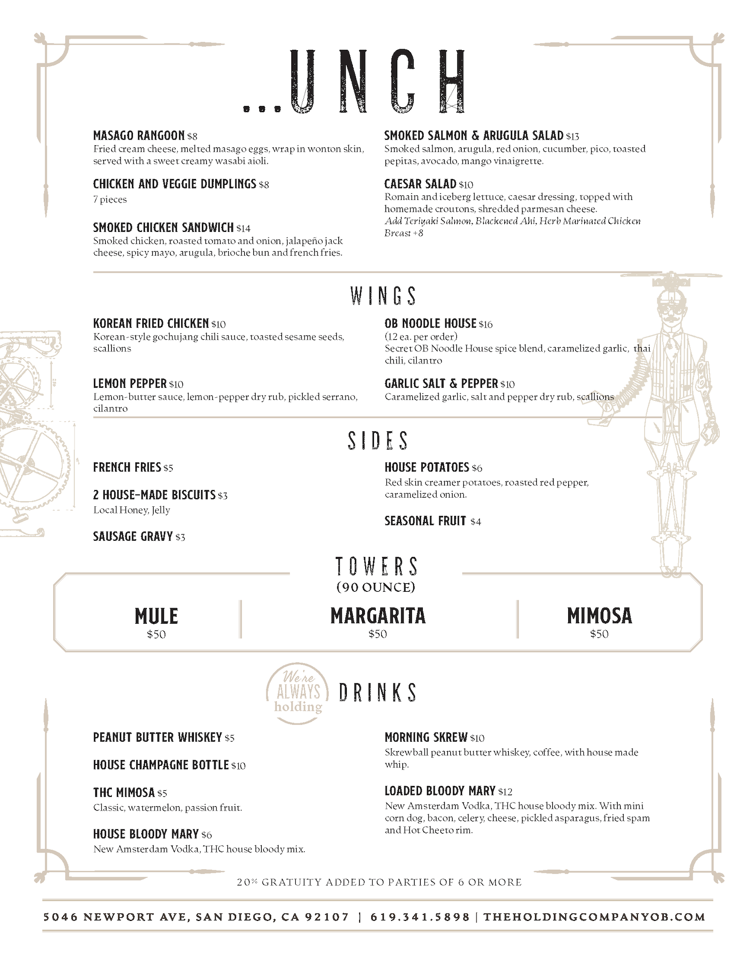 Menus - The Holding Company