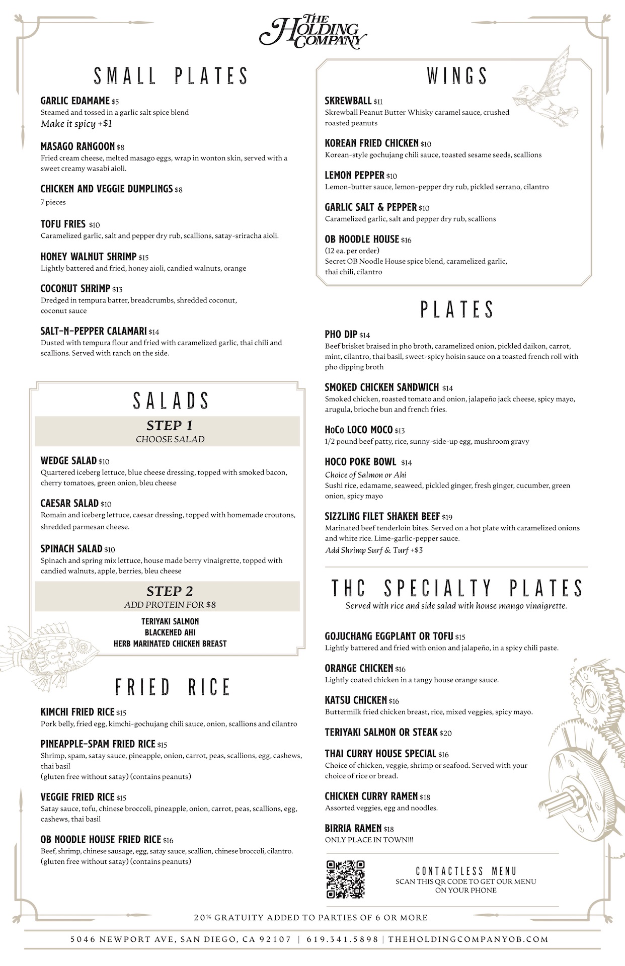 Menus - The Holding Company