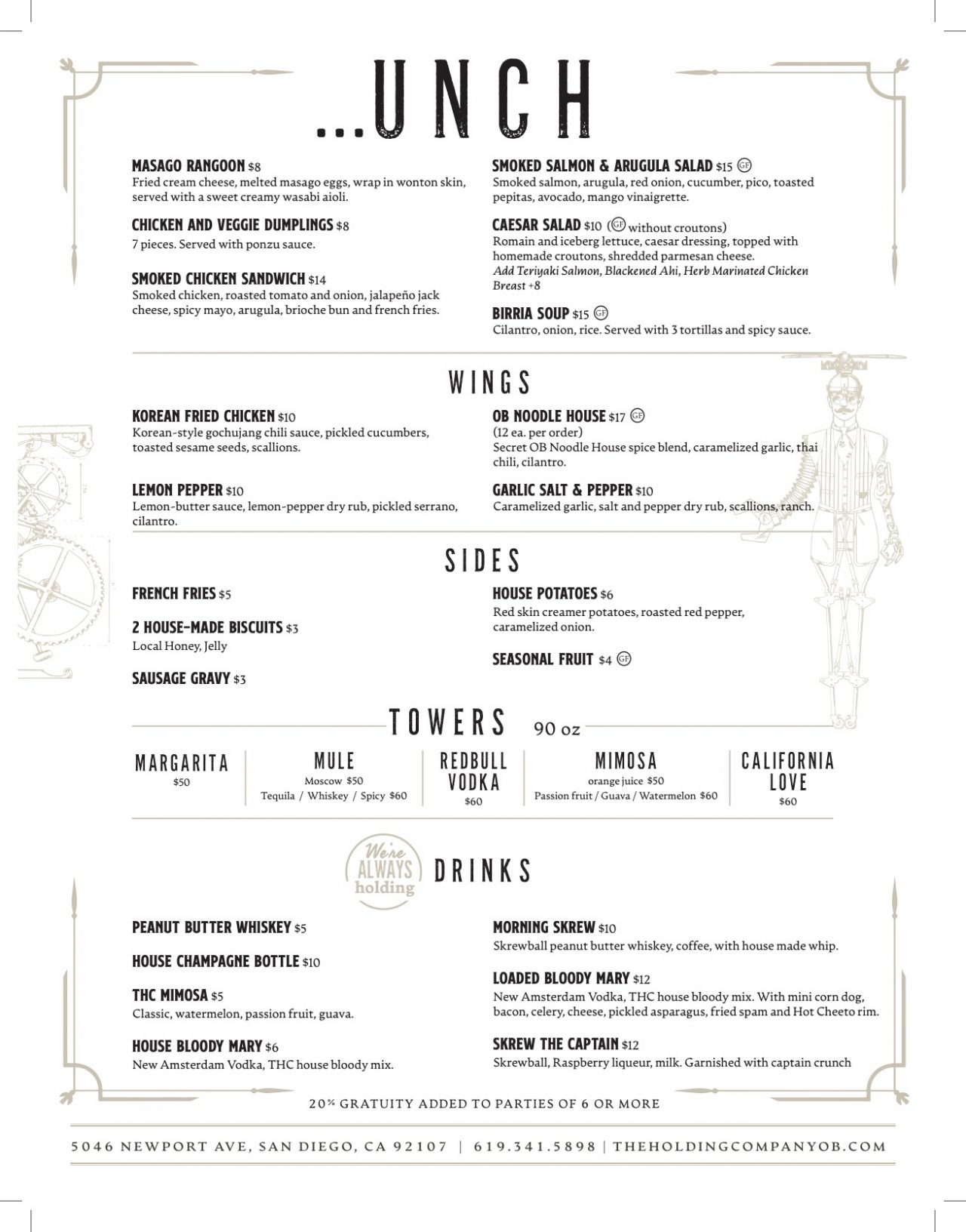 Menus - The Holding Company